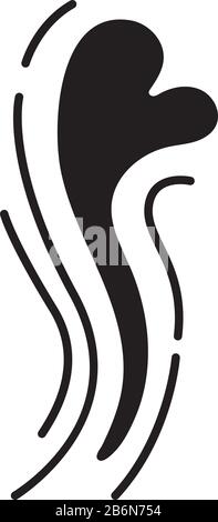 Odor black glyph icon. Good smell. Aroma swirl with heart shape. Nice ...