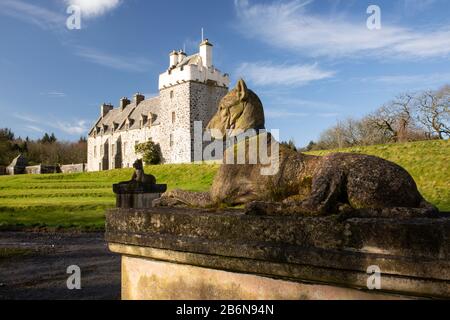 Kinsale Hounds guarding the entrance to Lochnaw Castle near Leswalt in ...