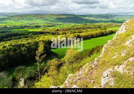 The Lyth Valley from Scout Scar in Winter. Kendal, Cumbria, England ...