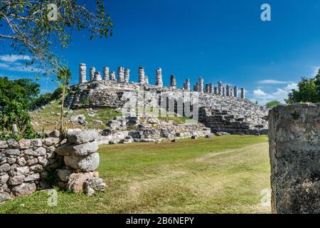 Edificio de las Pilastras, Maya ruins at Ake, Yucatan, Mexico Stock ...