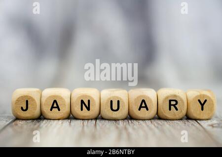 Wooden cubes calendar with the date of January 21. Concept calendar for ...