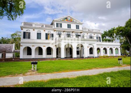 Presidential Palace of Suriname in Dutch colonial style in the capital ...