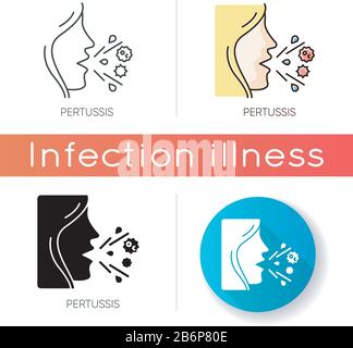 Pertussis RGB color icon. Respiratory bacterial infection, whooping ...