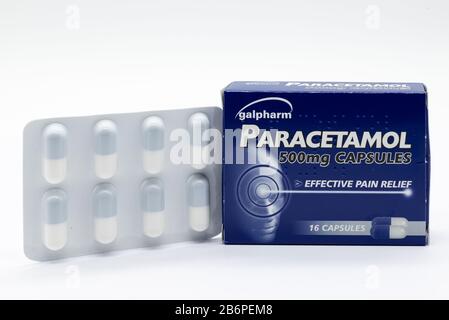 Largs, Scotland, UK - March 11, 2020: Asda branded Paracetamol caplets ...