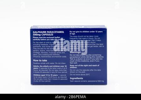 Largs, Scotland, UK - March 11, 2020: Asda branded Paracetamol caplets ...