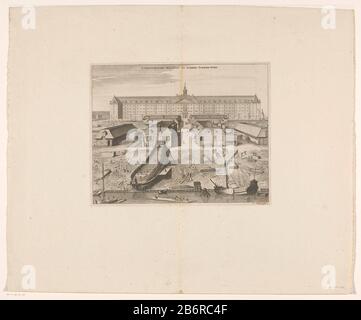 View of the Oost-Indisch Zeemagazijn and the shipyard at Oostenburg in ...