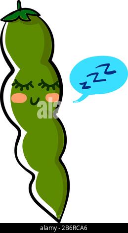 Sleeping bean, illustration, vector on white background Stock Vector ...
