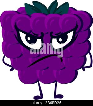 Angry blueberry, illustration, vector on white background Stock Vector ...