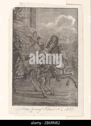 Graaf Floris IV tijdens het toernooi in Corbie Serie prenten over ...