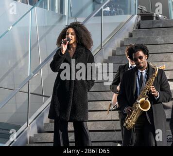 Hudson Horns performs on opening day of "Edge" - the highest outdoor ...
