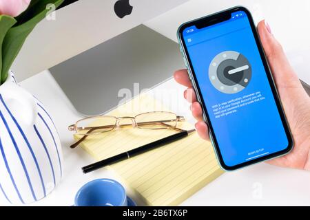 Google Authenticator app icon on Apple iPhone screen. Google ...