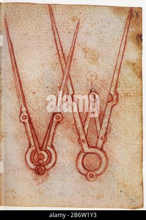 Leonardo da Vinci.Type of compass with adjustable opening ; mortar ...