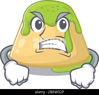 A cartoon character of pudding green tea making a surprised gesture ...