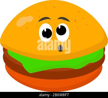 Cartoon burger character, funny vector fast food personage. Takeaway ...