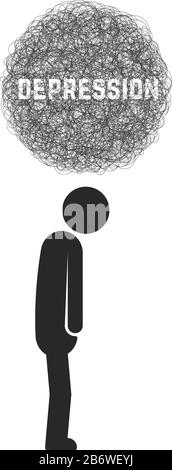 Sad and tired stick man drawing Stock Vector Image & Art - Alamy