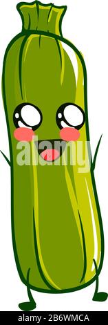 Cartoon illustration of funny comic zucchini or squash vegetable food ...