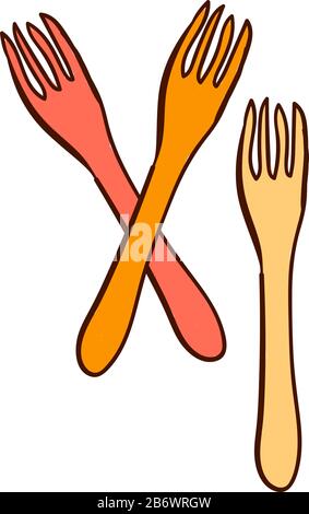 Orange fork, illustration, vector on white background Stock Vector ...