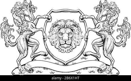 Medieval heraldic animal sketch, horse dragon with fish or mermaid tail ...