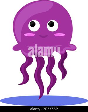 Illustration of a purple jellyfish on a white background. Vector ...