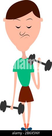 Athlete with dumbbells, illustration, vector on a white background ...