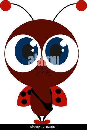 Sad ladybug , illustration, vector on white background Stock Vector ...