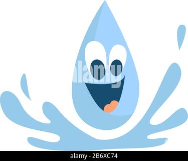 Happy water drop face mascot cartoon vector character. Cute funny ...