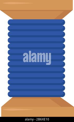 Sewing needle with blue thread, illustration, vector on a white ...