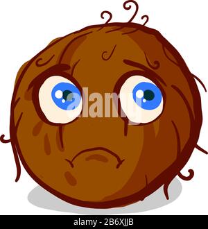 Black and White Cartoon Illustration of Coconut or Cocoanut Food Object ...