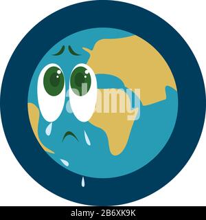 Crying planet earth cartoon illustration isolated on white Stock Vector ...
