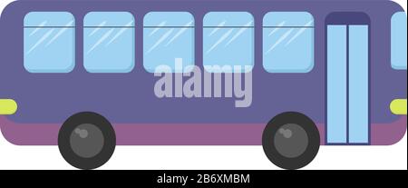 Purple bus, illustration, vector on a white background Stock Vector ...
