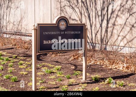The Barco Law Building sign at the University of Pittsburgh Law School ...