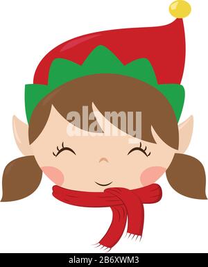 cute girl santa helper in the snowscape Stock Vector Image & Art - Alamy