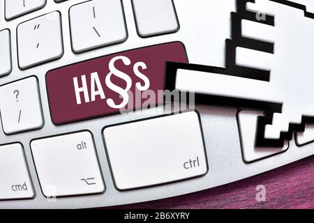 Tastatur mit der Aufschrift HASS IM NETZ Symbolbild, Composing ...