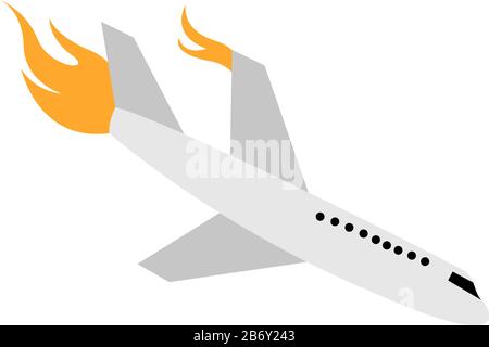 Plane crash vector aircraft accident icon isolated on white Stock ...