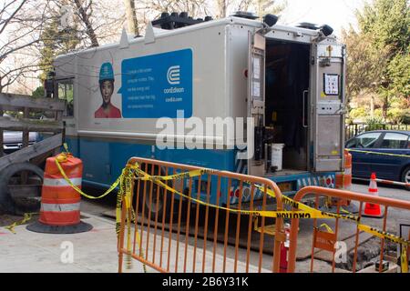 A Con Edison utility truck parked in the Chelsea neighborhood of New ...