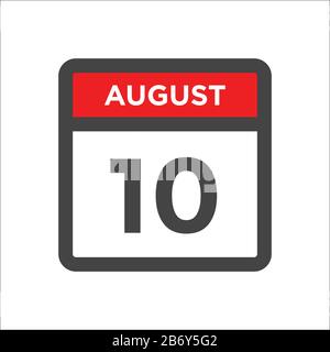 Icon calendar day - 10 August. 10th days of the month, vector ...