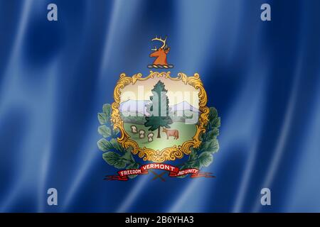 Vermont flag, united states waving banner collection. 3D illustration ...