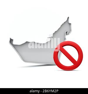 The United Arab Emirates map with forbidden sign, 3D rendering isolated ...