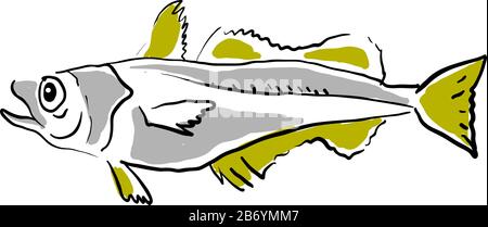 Hake fish graphic black white isolated illustration vector Stock Vector ...
