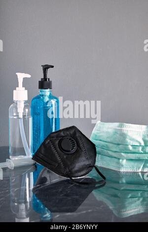 Hygienic face mask and Alcohol gel Sanitizer hand gel cleaners for anti ...