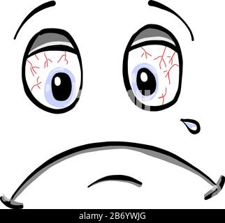 Cartoon sad face, vector unhappy or upset emoji, plaintive facial ...