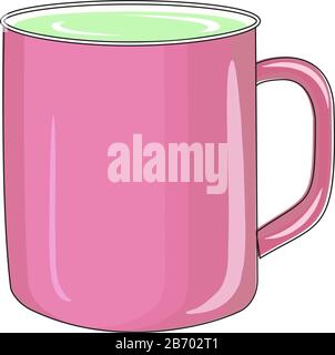 Pink cup, illustration, vector on a white background Stock Vector Image ...