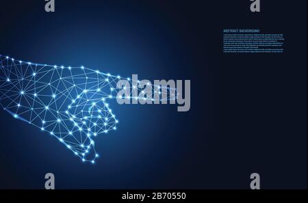 Futuristic glowing low polygonal human thyroid gland isolated on dark ...