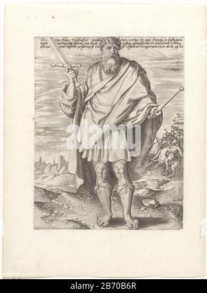 Koning Darius, anonymous, 1585 print King Darius of Persia standing ...