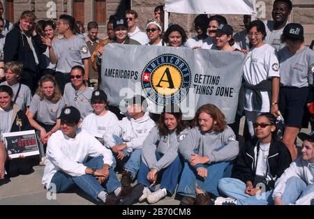 Austin Texas USA, 1998: Workers wearing bunny suits bag computer ...