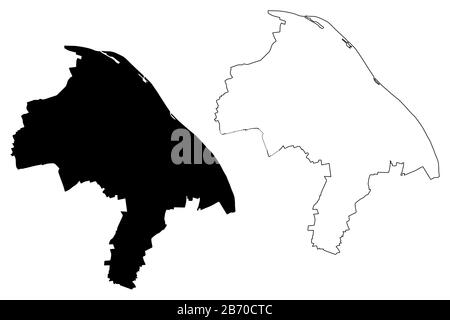 Modern City Map - Mainz city of Germany with boroughs and titles DE outline map Stock Vector ...