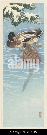 Ohara Koson – Pair of Wild Ducks in Water (Koppel wilde eenden in het ...