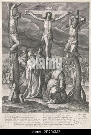 Crucifixion of Christ, Crispijn van de Passe (I), 1600 print The cross ...