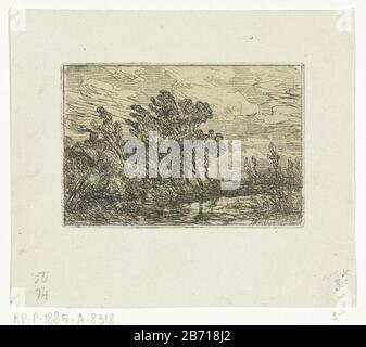 Landscape with farm, Jan Willem van Borselen, 1835 - 1885 print Polder ...