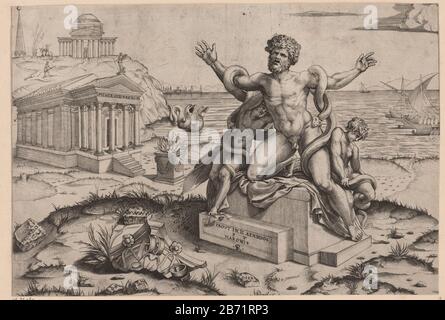 Laocoön and his sons, attacked by sea snakes. Etching by R. Dalton, 174 ...
